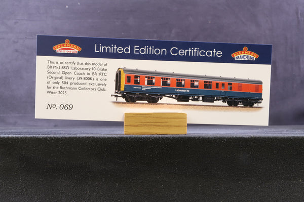 Bachmann OO 39-800K BR Mk1 BSO 'Labatory 10' in BR RTC Livery - Clark ...