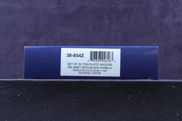Bachmann OO 38-854Z Twin Pack of 22 Ton Plate Wagons in BR Grey w/ Bla ...