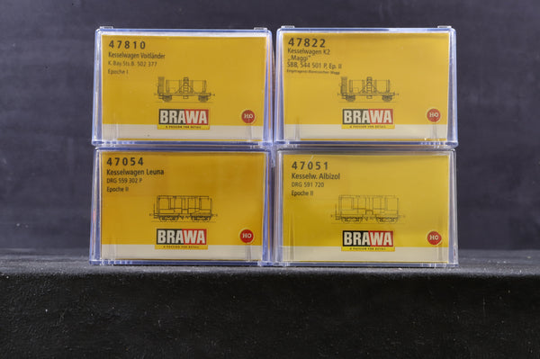Brawa HO Rake of 4 Kesselwagens. Inc 47051, 054, 810 & 822 - Clark ...