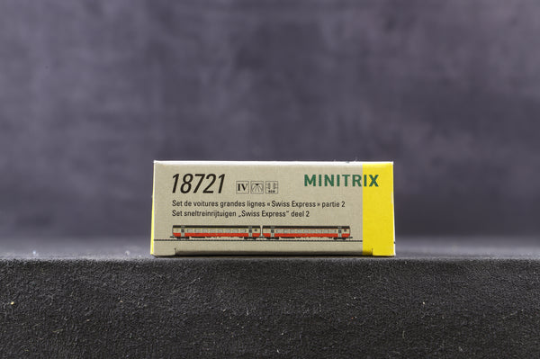 Minitrix N 18721 2 Coach Swiss Express Set - Clark Railworks