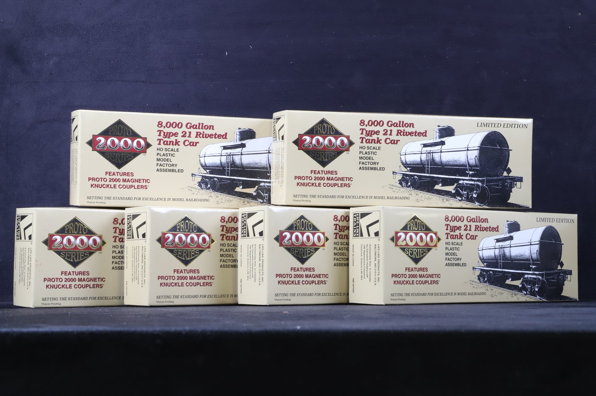 Proto 2000 Rake of 6 8000 Gallon Type 21 Riveted Tank Cars 'Harbor Tan ...